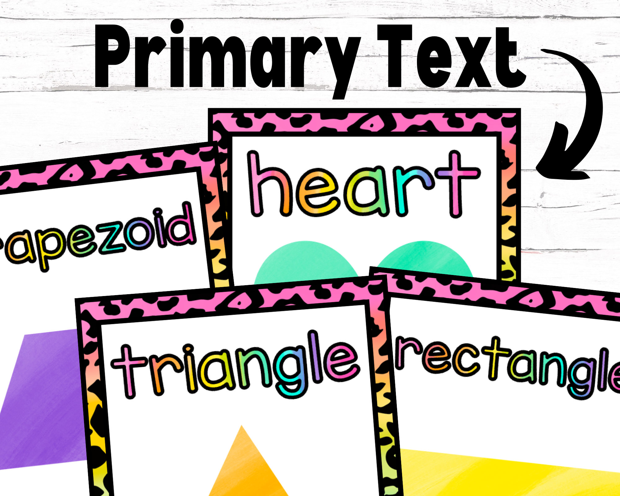 Printable Shape Posters Classroom Decor, Rainbow Leopard Print ...