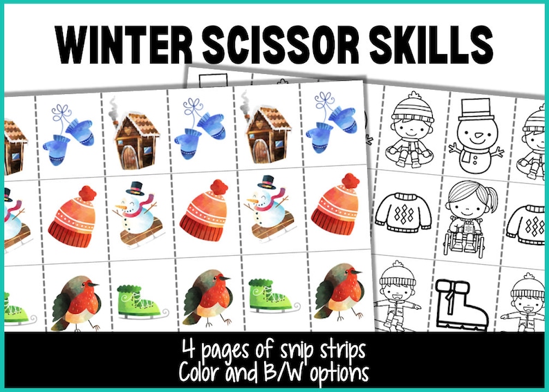 Winter Cutting and Tracing Practice Worksheets for Preschoolers | Fun ...