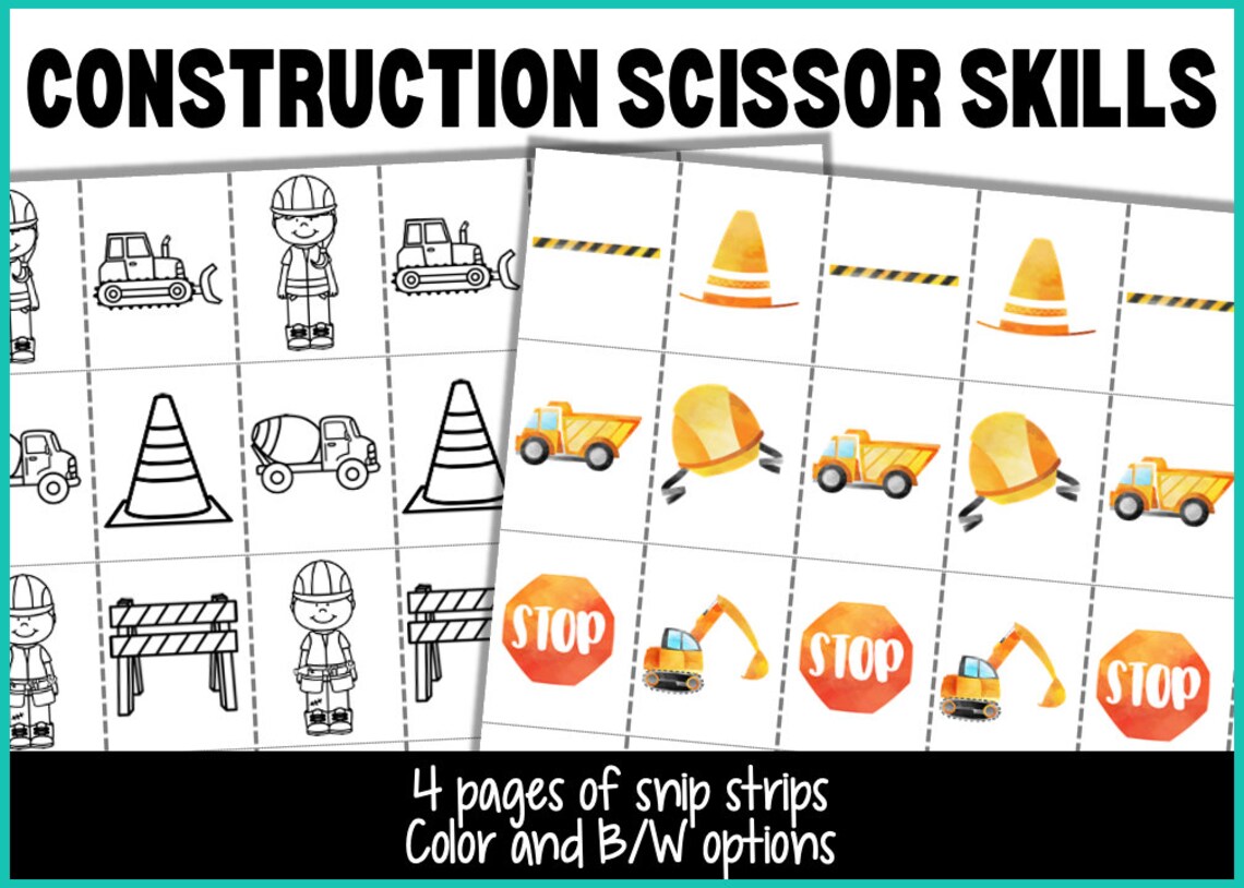 Construction Scissor Practice Activity for Preschool, Fine Motor ...