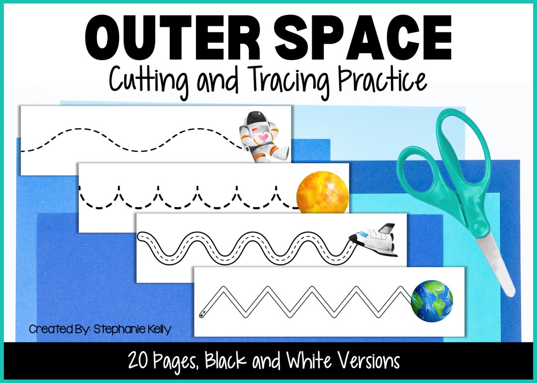 Outer Space Theme Cutting and Tracing Practice for Preschool, Space ...