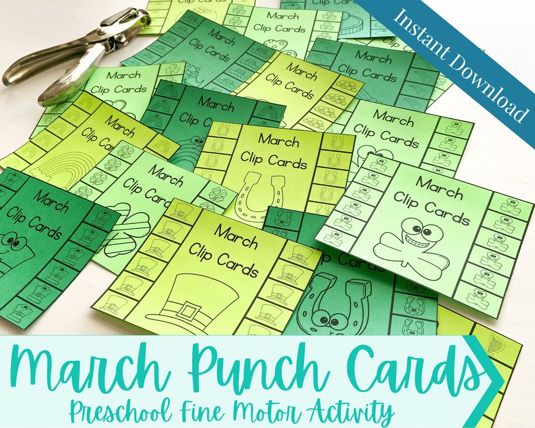 St. Patrick's Day Fine Motor Cards, Fine Motor Activity and Practice ...