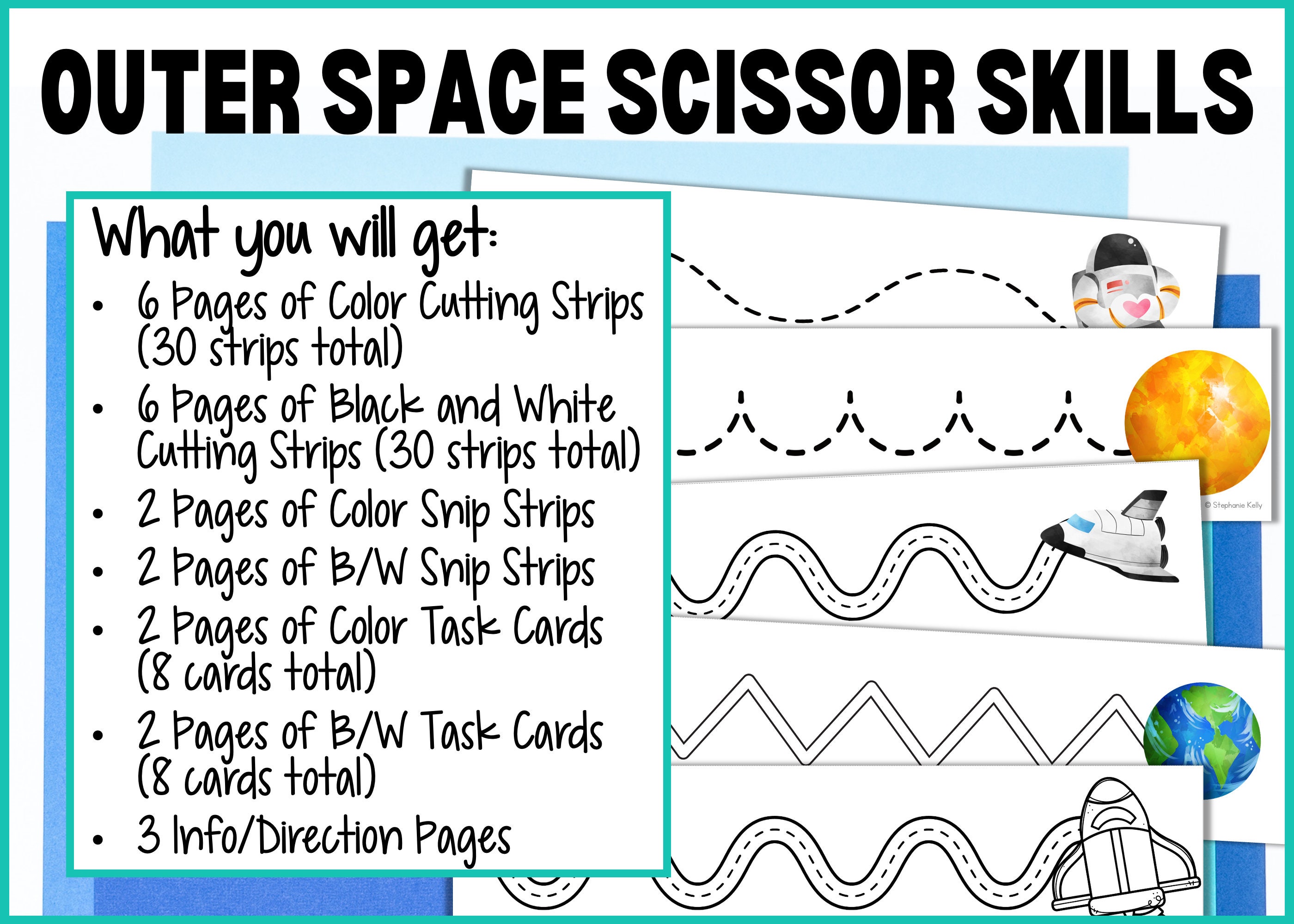 Outer Space Theme Cutting and Tracing Practice for Preschool, Space ...