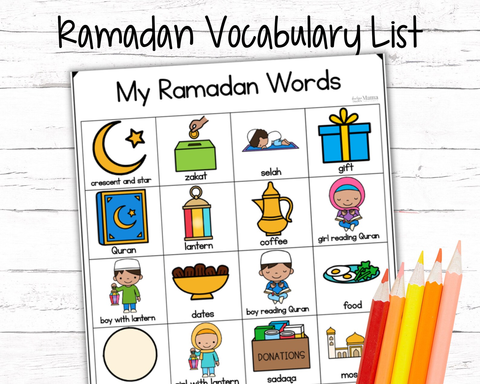 Ramadan Flashcards for Preschool, Printable Flashcards for Toddlers and ...