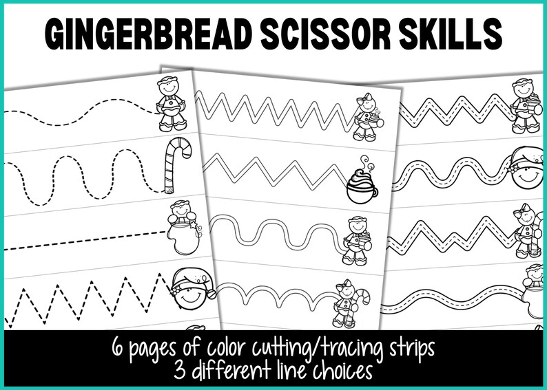 Christmas Gingerbread Cutting and Tracing Pages for Preschool ...