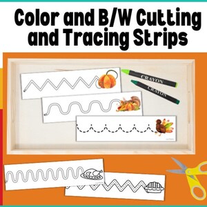 Thanksgiving Cutting and Tracing Pages for Preschool, Fine Motor ...