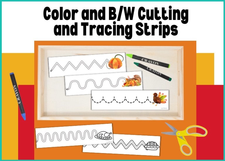 Thanksgiving Cutting and Tracing Pages for Preschool Fine - Etsy