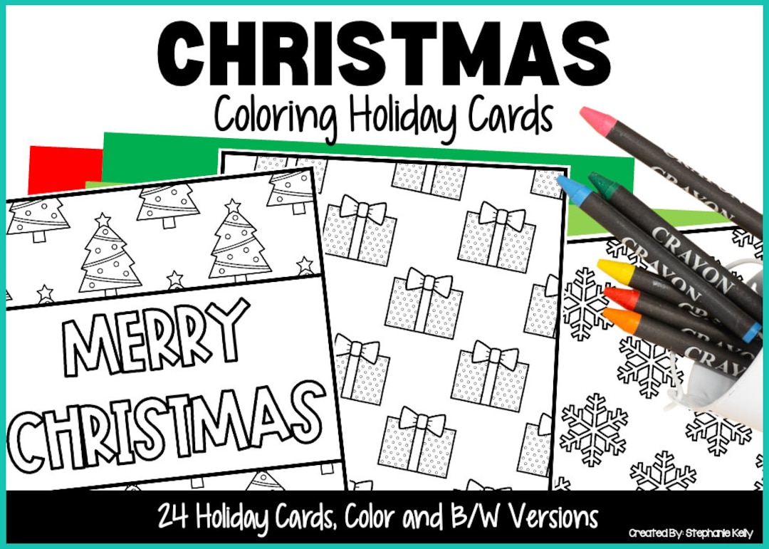 Christmas Coloring Cards, Holiday Coloring Pages, Kids Christmas ...