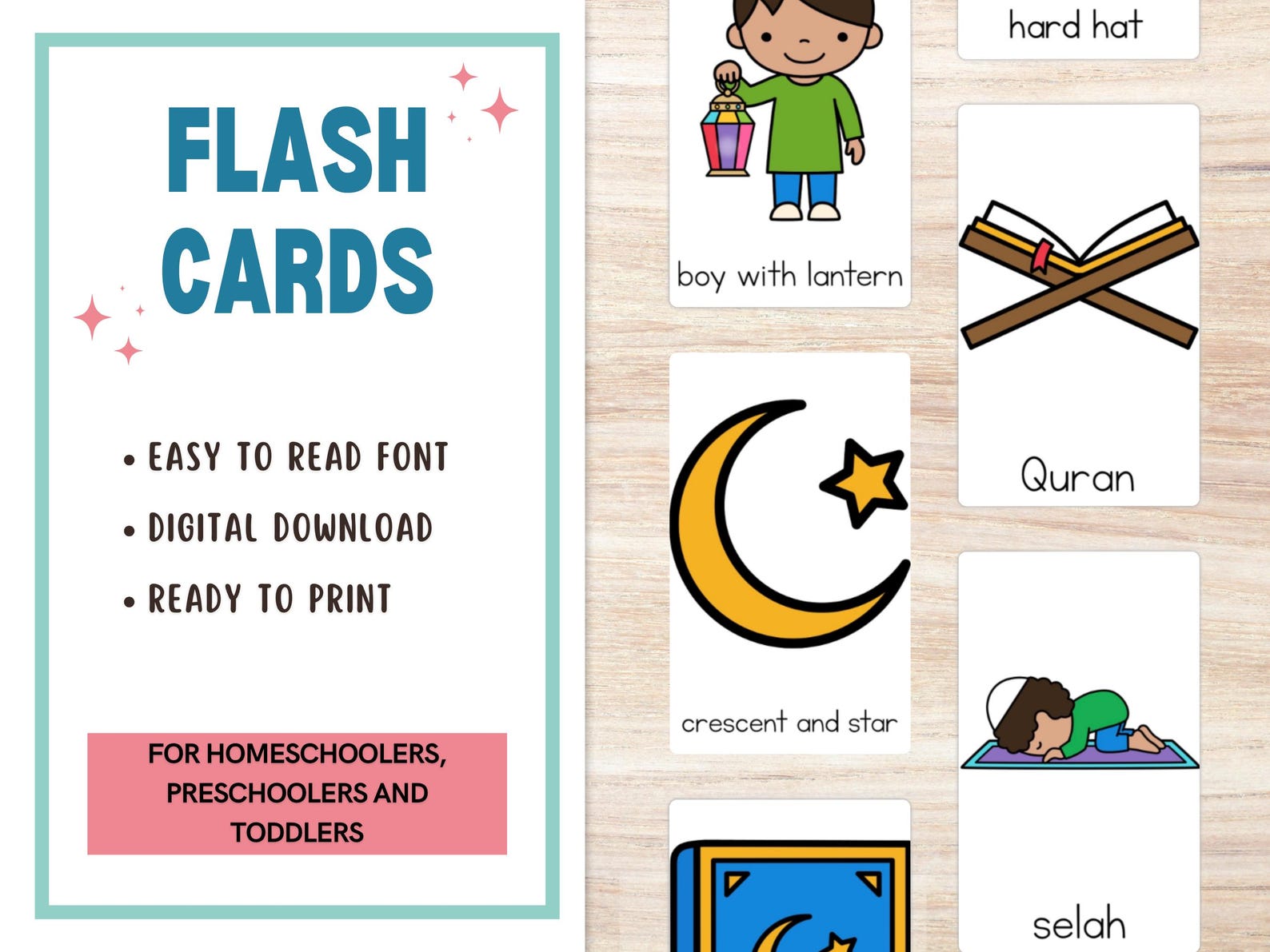 Ramadan Flashcards for Preschool, Printable Flashcards for Toddlers and ...