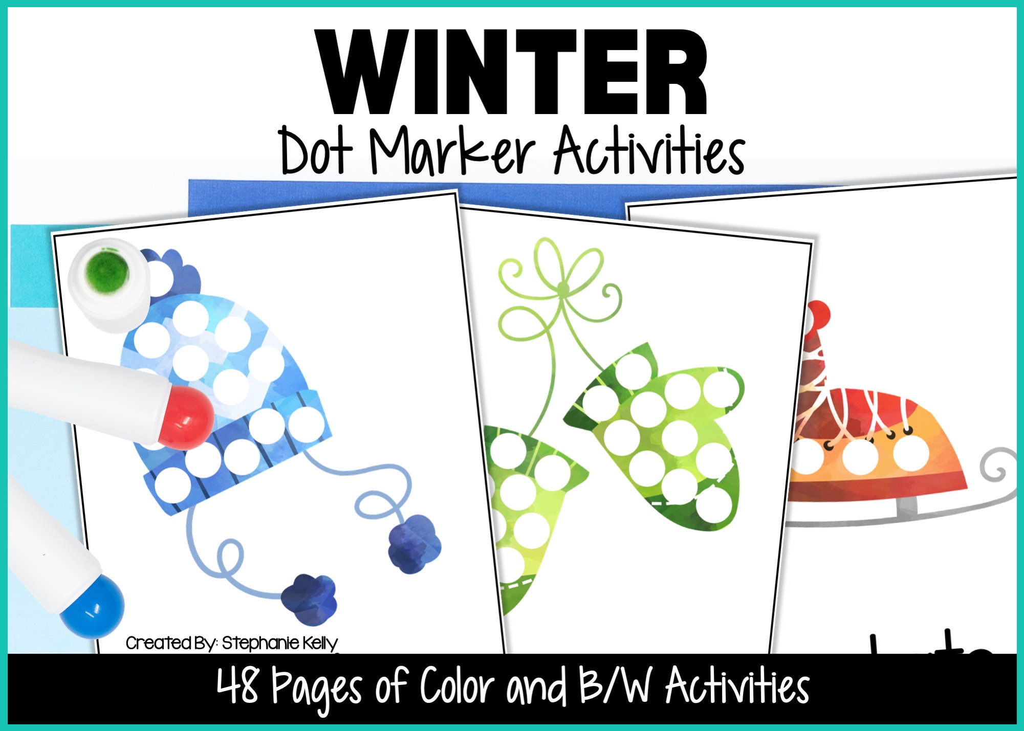 Winter Dot Marker Activities for Preschool, January Fine Motor Dabber ...