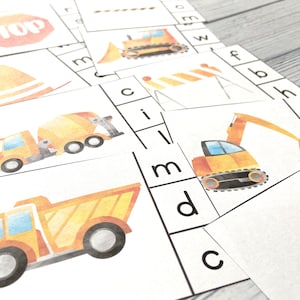 Construction Clip Cards for Preschool | Montessori | Letters and ...
