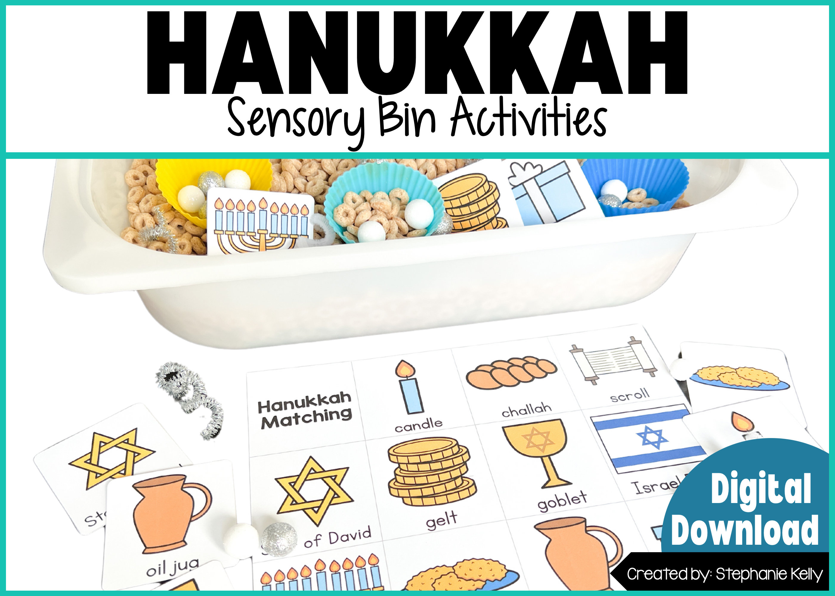 Hanukkah Sensory Bin Activity Printables for Toddlers and Preschoolers ...