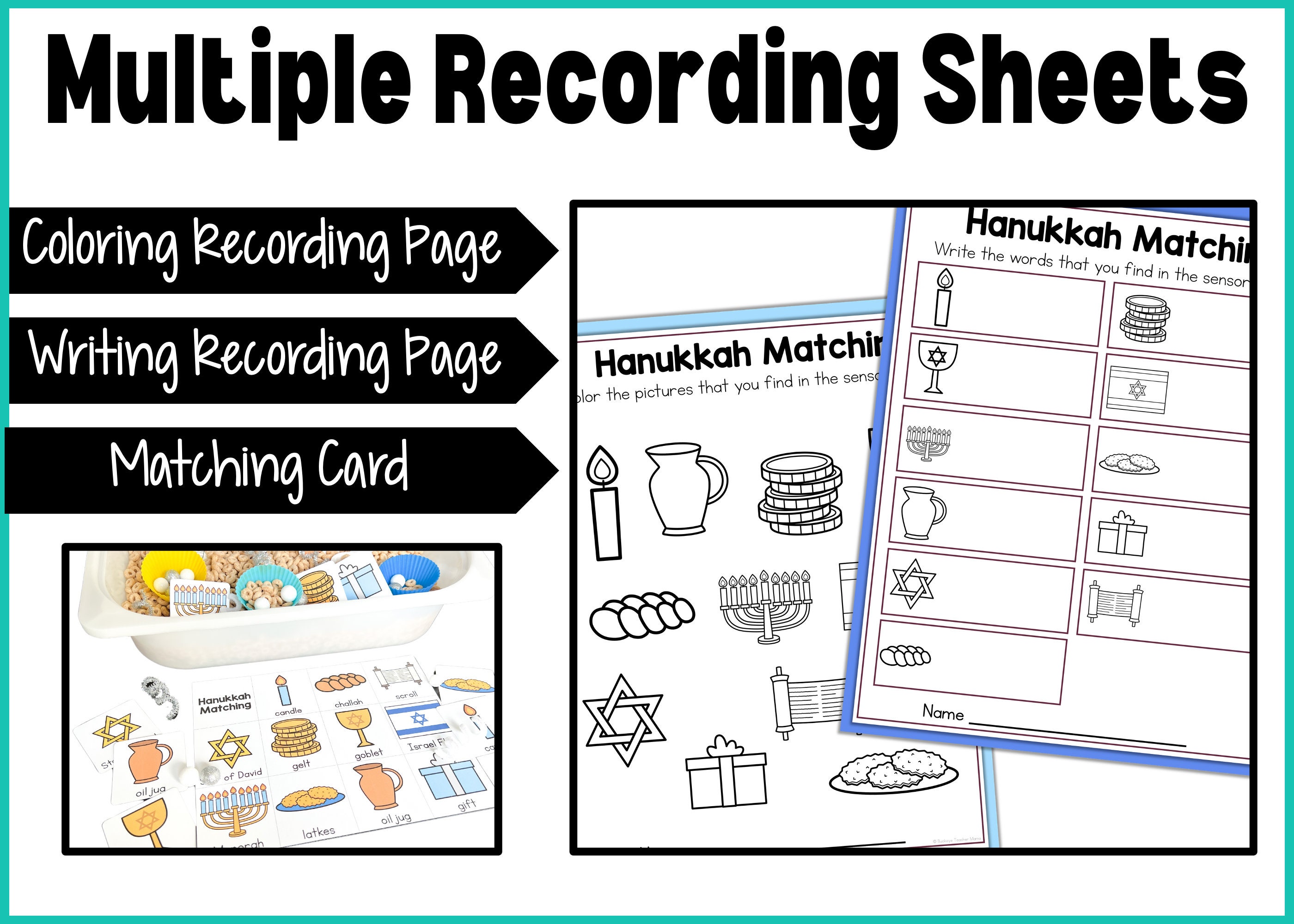 Hanukkah Sensory Bin Activity Printables for Toddlers and Preschoolers ...