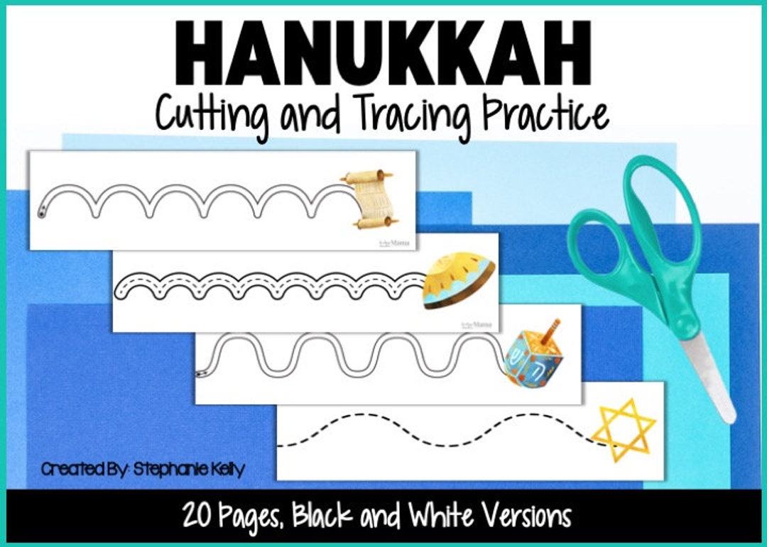 Hanukkah Scissor Practice Activity for Preschool, Fine Motor Cutting ...