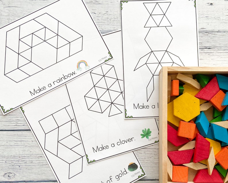 St. Patrick's Day Pattern Block Mats Fine Motor Activity and Practice ...