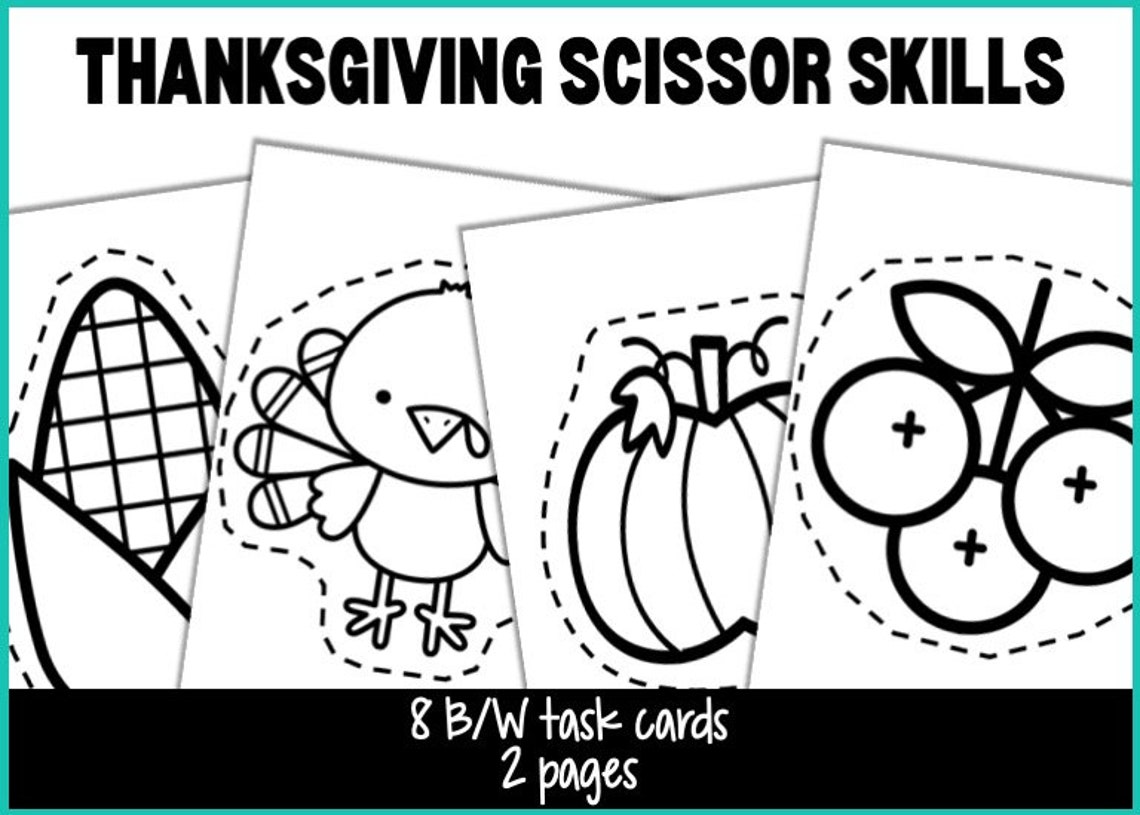 Thanksgiving Cutting and Tracing Pages for Preschool Fine - Etsy
