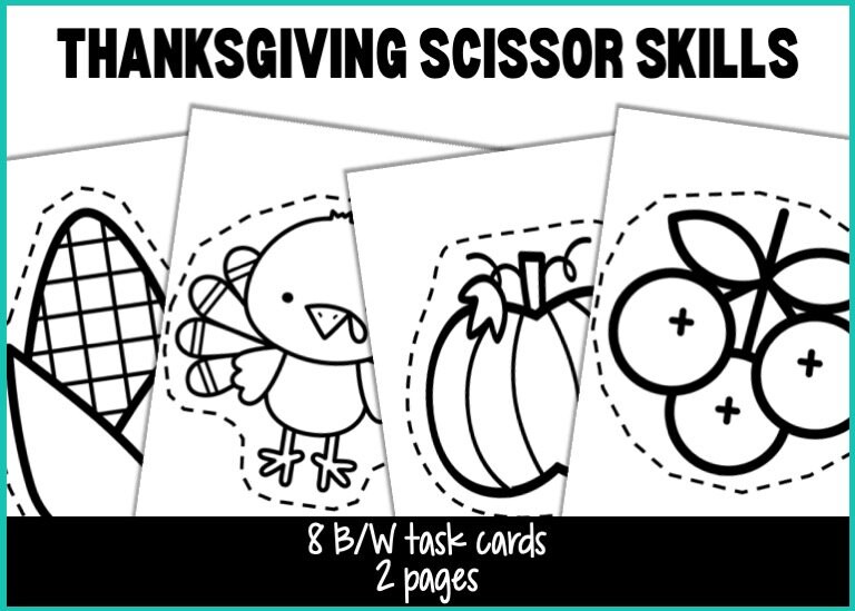 Thanksgiving Cutting and Tracing Pages for Preschool Fine - Etsy