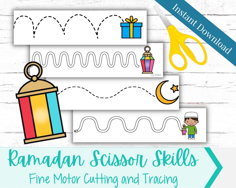 Ramadan Cutting and Tracing Pages for Preschool, Ramadan Printable ...