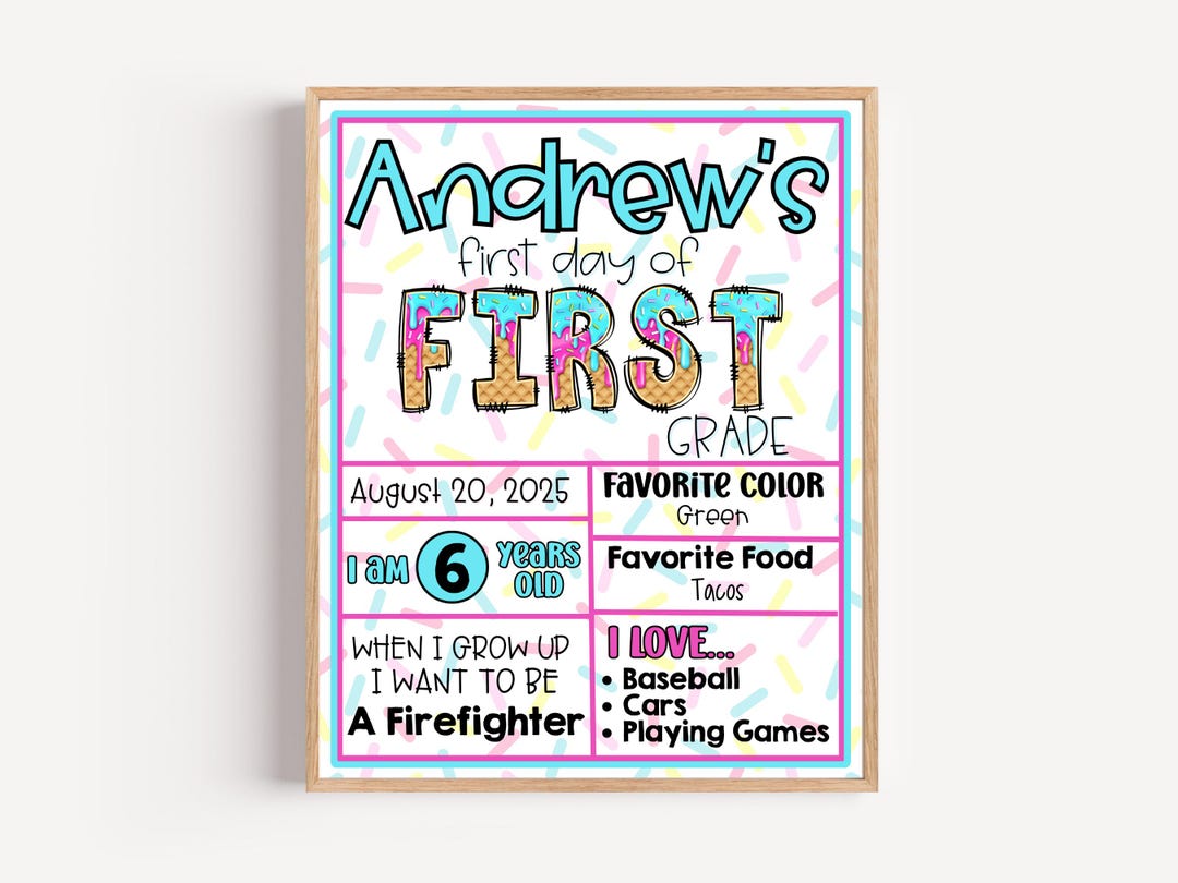 First Day of Fourth Grade, First Day of School Sign, Printable Back to ...