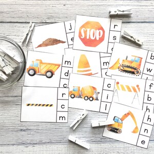 Construction Clip Cards for Preschool | Montessori | Letters and ...