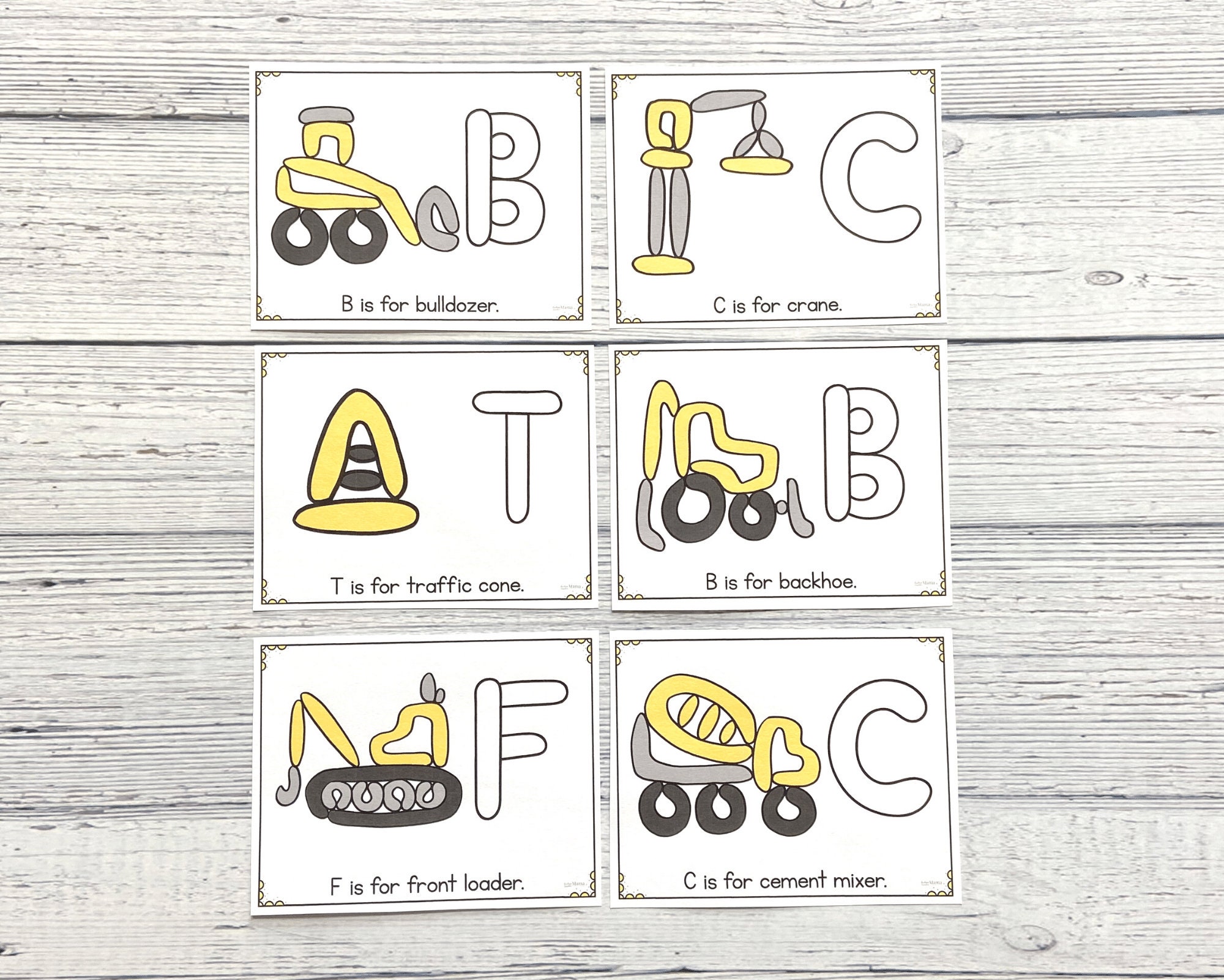 Construction Playdough Mats, Preschool Fine Motor Mats, Construction ...