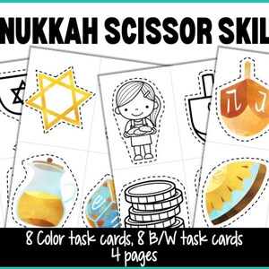 Hanukkah Scissor Practice Activity for Preschool, Fine Motor Cutting ...