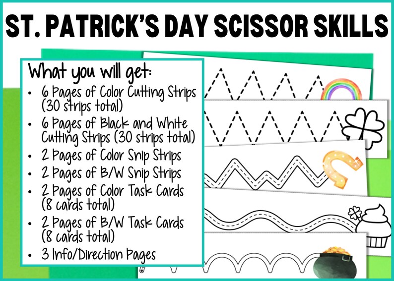 St. Patrick's Day Cutting and Tracing Pages for Preschool, Printable ...