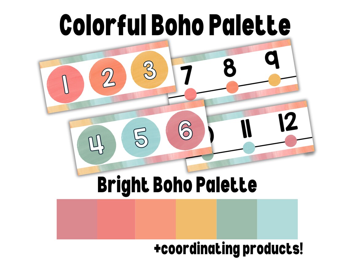 Printable Boho Numberline Posters for Classroom Decor, Boho Numbers ...
