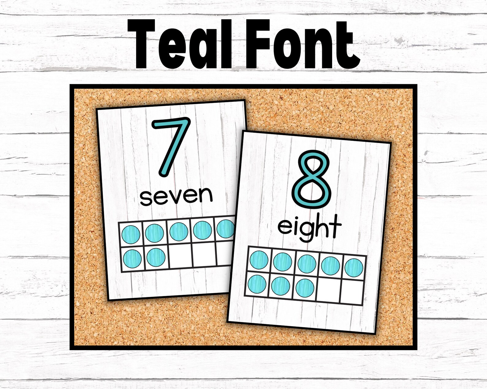 Printable Number Posters Classroom Decor, Shiplap, Watercolor, Teal ...