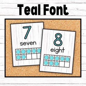 Printable Number Posters Classroom Decor, Shiplap, Watercolor, Teal ...