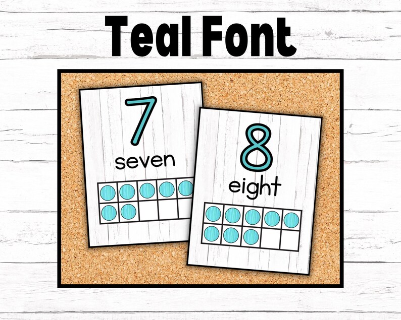Printable Number Posters Classroom Decor, Shiplap, Watercolor, Teal ...