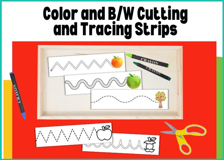 Apple Cutting and Tracing Pages for Preschool, Apple Cutting Practice ...