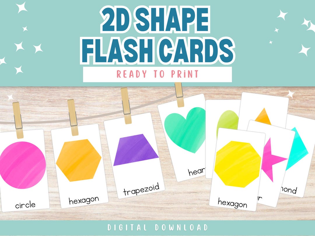 2D Shape Flashcards for Preschool, Printable Shape Flashcards for ...