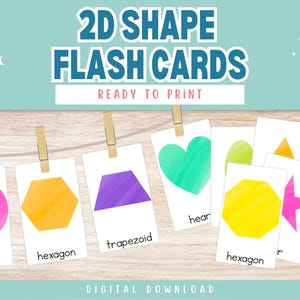 2D Shape Flashcards for Preschool, Printable Shape Flashcards for ...