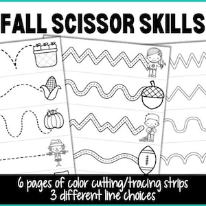 Fall Cutting and Tracing Pages for Preschool, Printable, Scissor ...