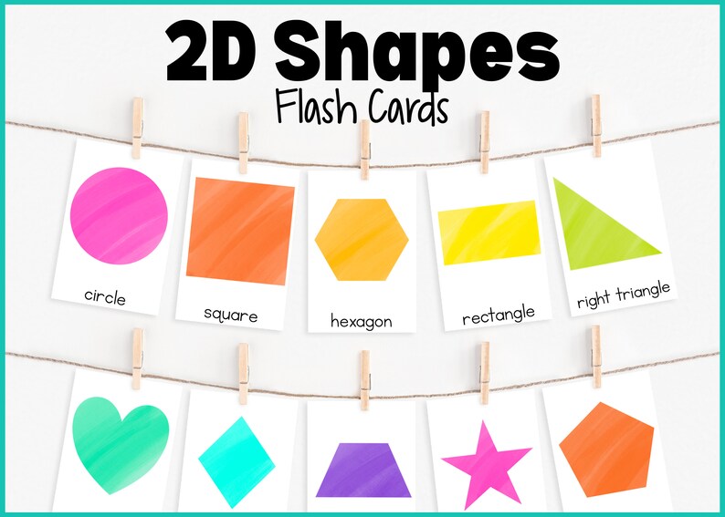2D Shape Flashcards for Preschool, Printable Shape Flashcards for ...
