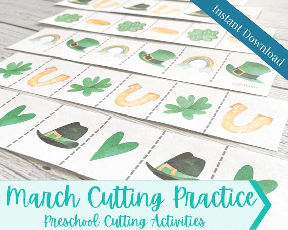 St. Patrick's Day Cutting and Tracing Pages for Preschool | Etsy