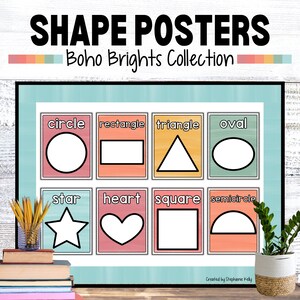 Printable Shape Posters Classroom Decor, Boho, Watercolor, 2D Shapes ...
