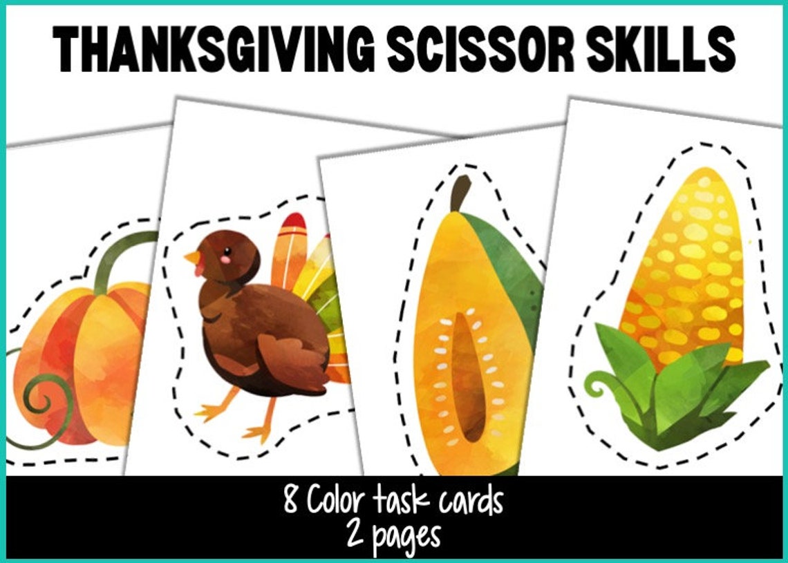 Thanksgiving Cutting and Tracing Pages for Preschool Fine - Etsy