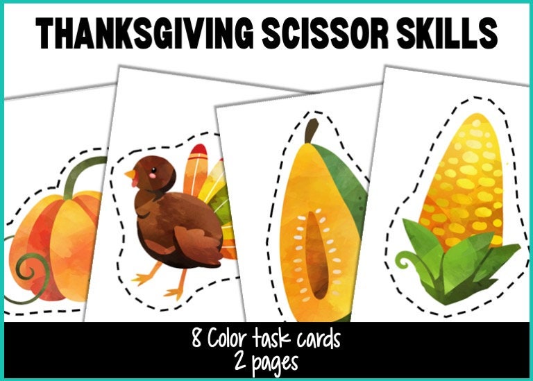 Thanksgiving Cutting and Tracing Pages for Preschool Fine - Etsy