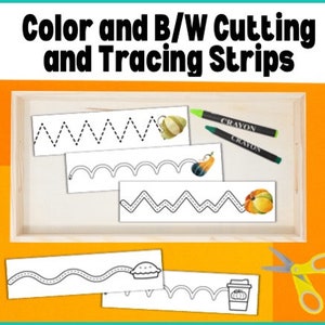 Pumpkin Cutting and Tracing Pages for Preschool, Printable, Scissor ...