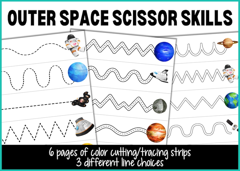 Outer Space Theme Cutting and Tracing Practice for Preschool, Space ...