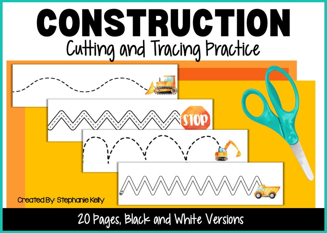 Construction Scissor Practice Activity for Preschool, Fine Motor ...