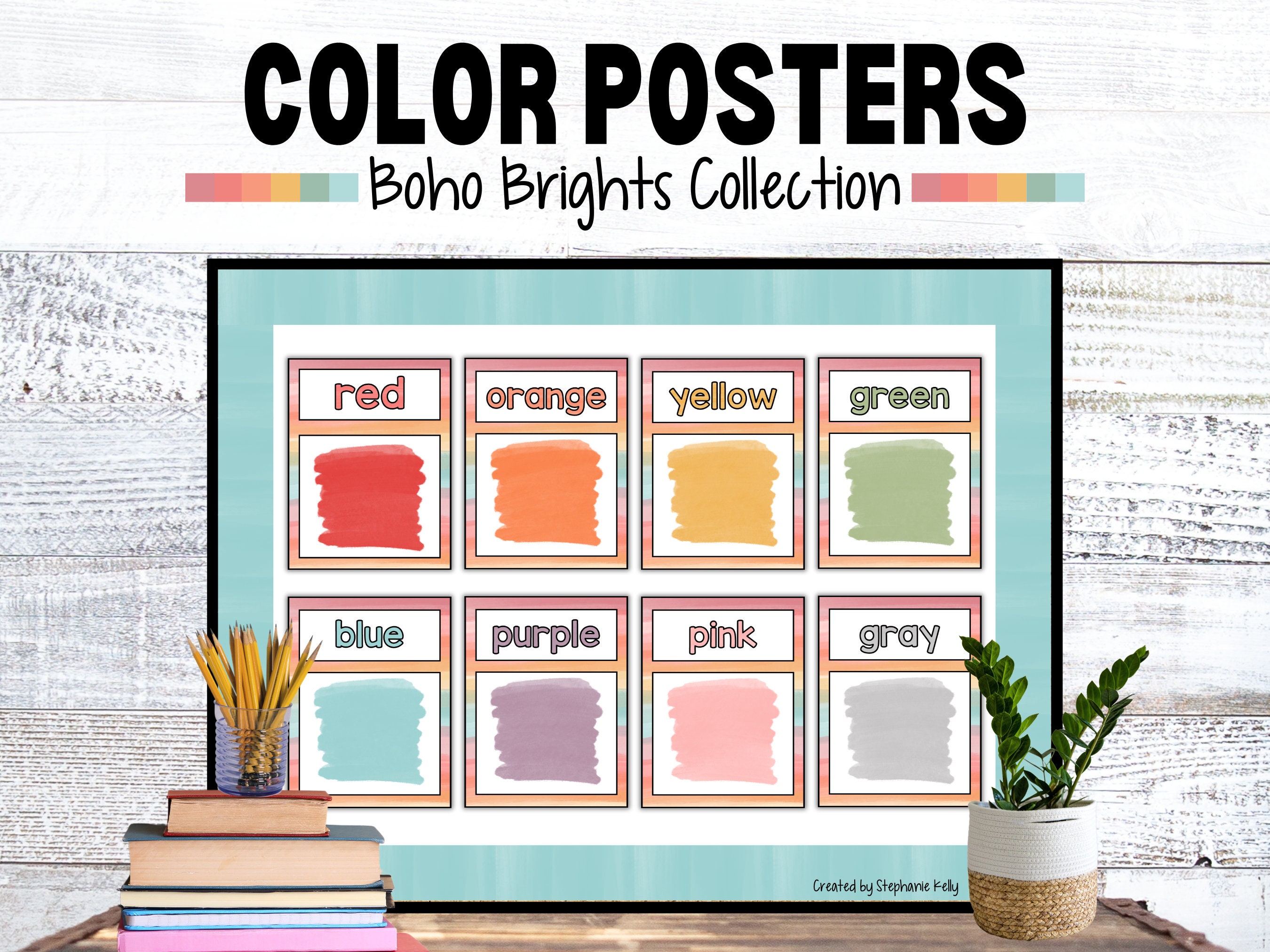 Printable Color Posters Classroom Decor, Boho, Watercolor - Etsy
