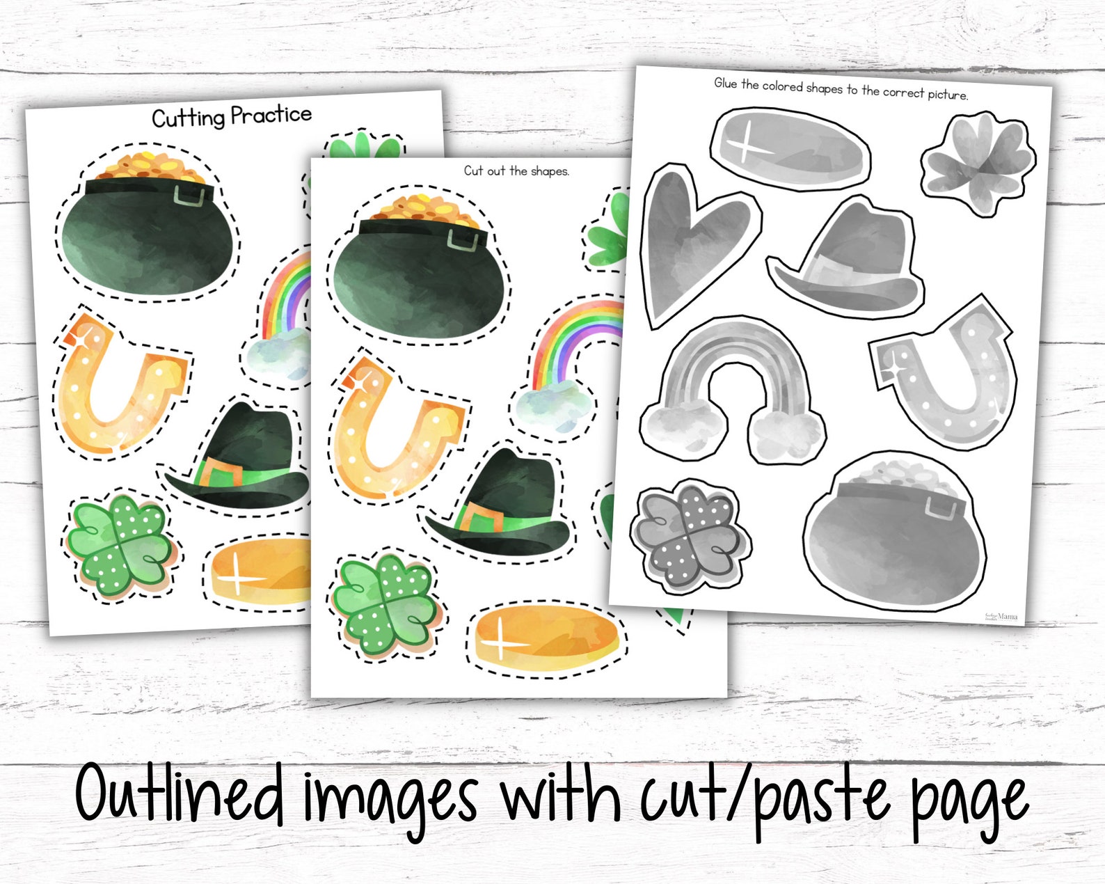 St. Patrick's Day Cutting and Tracing Pages for Preschool - Etsy