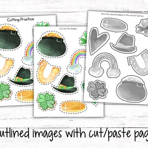 St. Patrick's Day Cutting and Tracing Pages for Preschool - Etsy