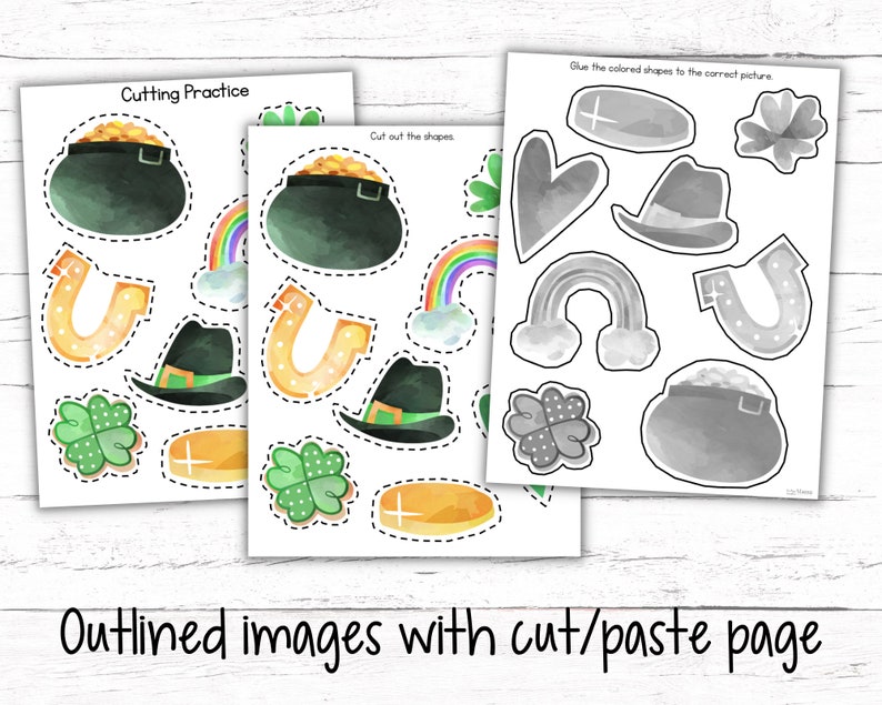 St. Patrick's Day Cutting and Tracing Pages for Preschool - Etsy