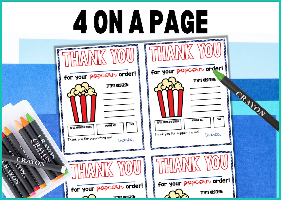 Boy Scout Thank You Cards for Popcorn, Boy Scout Popcorn Order Form ...