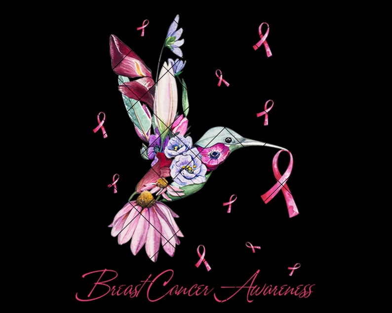 Hummingbird Daisy Flower Breast Cancer Awareness Ribbon PNG | Etsy