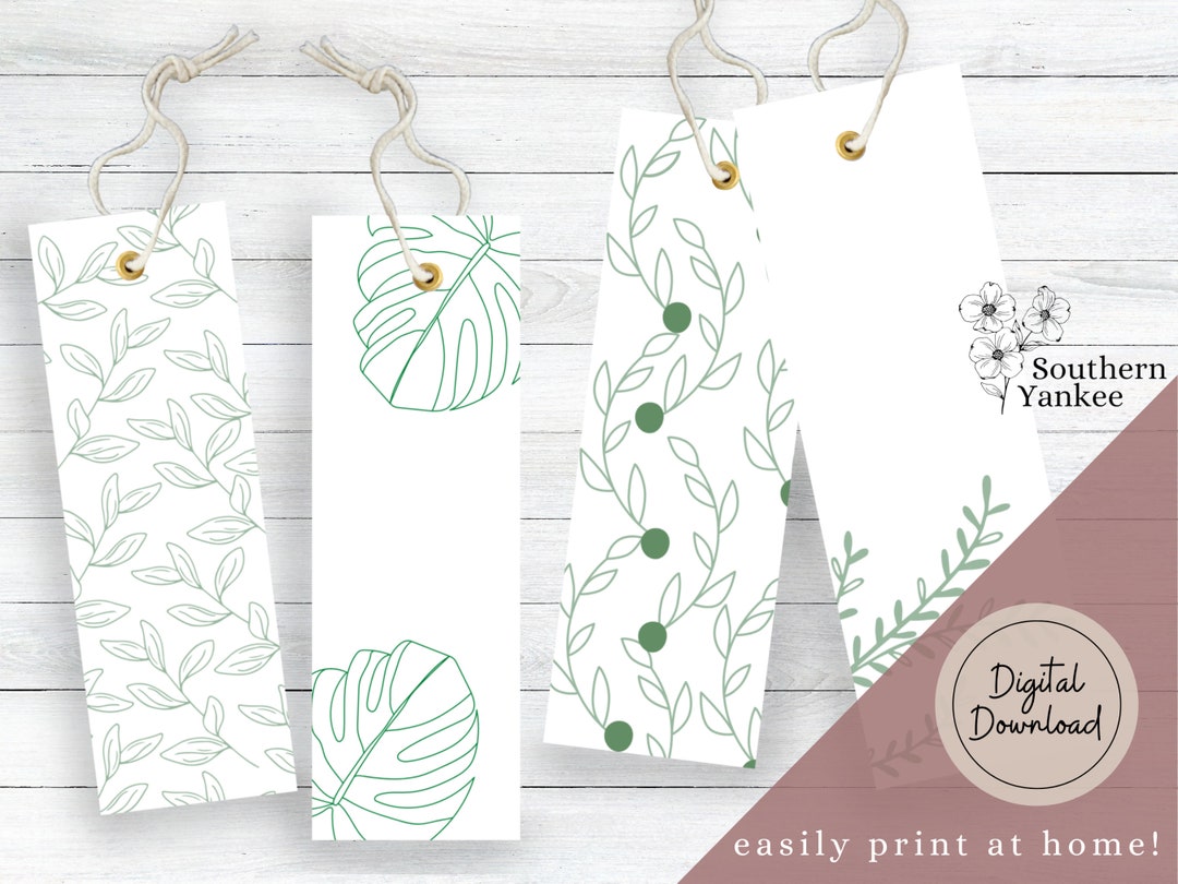 Greenery Printable Bookmarks Digital Bookmarks Bookmarks for Adults ...
