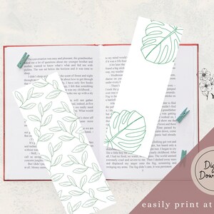 Greenery Printable Bookmarks Digital Bookmarks Bookmarks for Adults ...